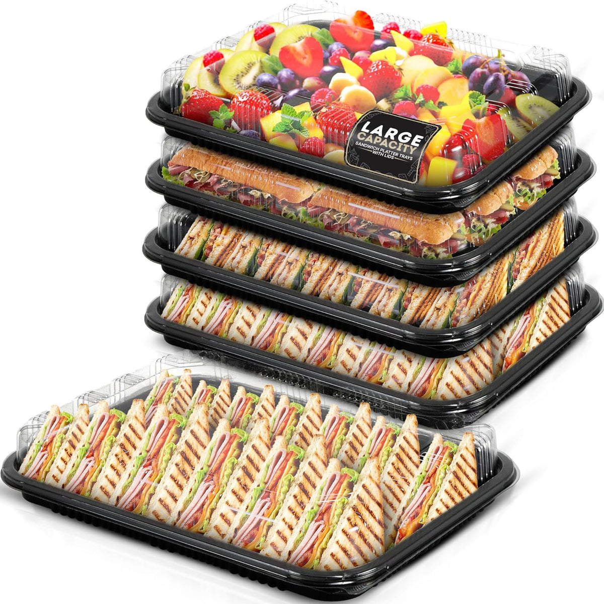 Sandwich Platter Trays with Lids - Great For Parties – Coselena